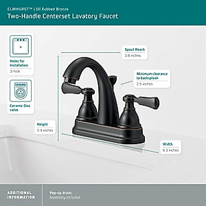Peerless P2565LF-OB Elmhurst Two-Handle Bath Faucet Centerset, Oil Rubbed Bronze