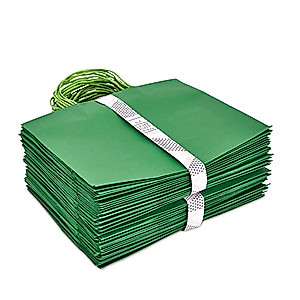 Sparkle and Bash Green Paper Gift Bags with Handles Bulk for Birthday, Holidays (13x10 In, 50 Pack)