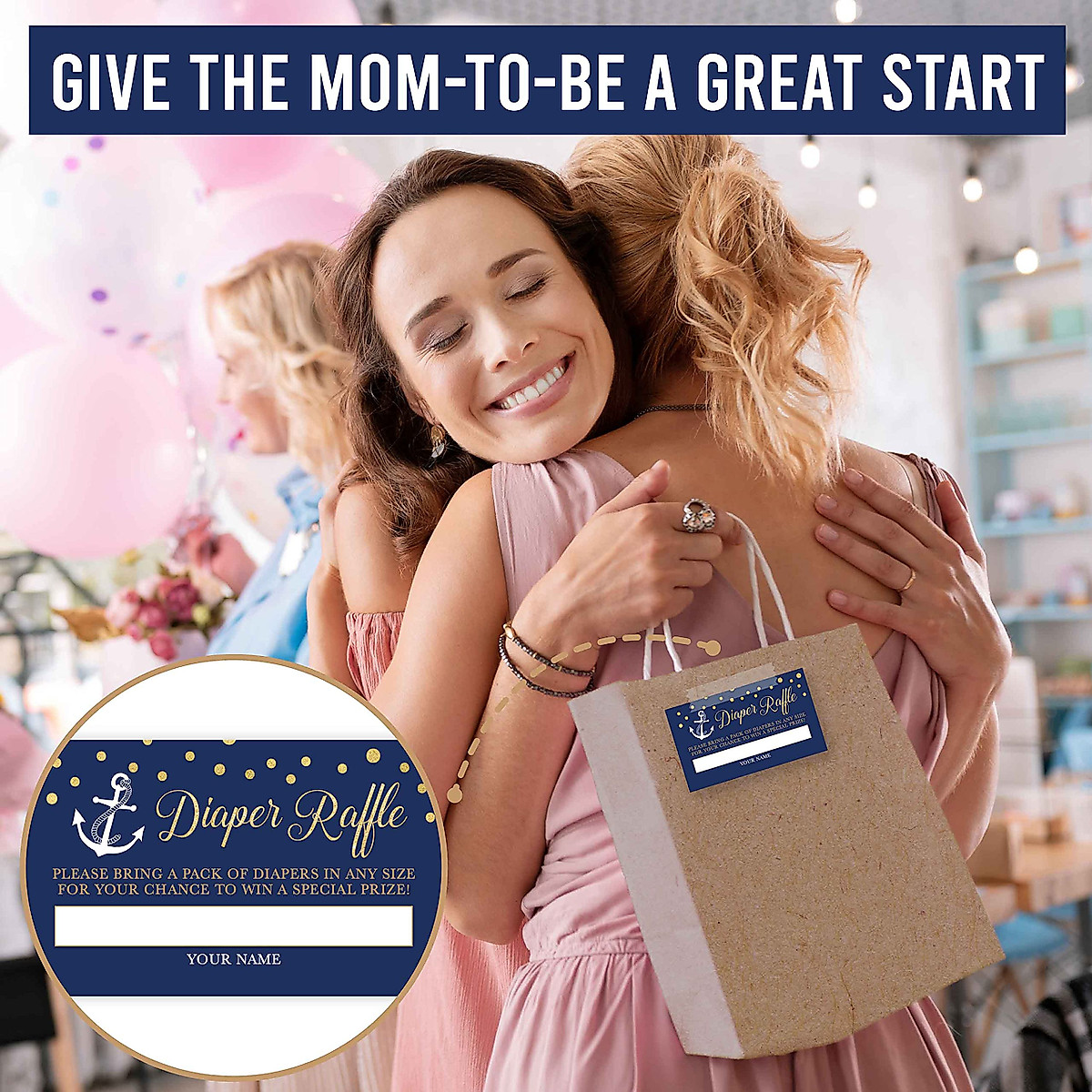 Hadley Designs 25 Baby Shower Diaper Raffle Tickets For Baby Shower Games To Play - Nautical Baby Shower Games Gender Neutral, Diaper Raffle Cards, Baby Raffle Tickets, Baby Shower Invitation Inserts