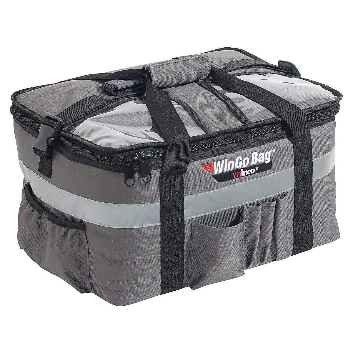 Winco BGCB-1709 Insulated Food Delivery Bag, Medium, Gray