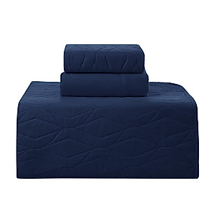 Clara Clark Toddler Bedding Set, All Season Toddler Quilts, 3PC Bedspread Coverlet Set - Ultra Soft and Breathable Kids Bedding, Navy Blue