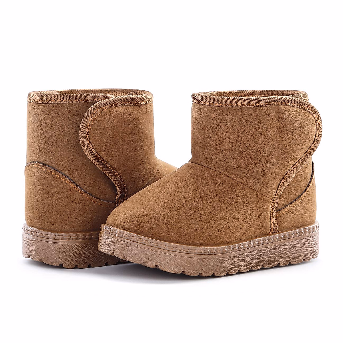 KDHAO Girls Boys Warm Winter Boots Kids Outdoor Snow Boots(5.5 M US Toddler, Brown(New))