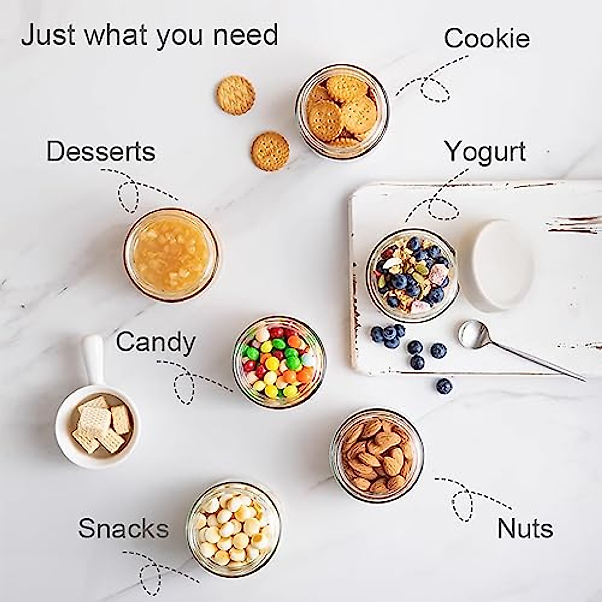 Overnight Oat Jars Containers with Screw Lid Airtight, Salad Dressing,Chia Pudding,Sugar Cane Cubes. Yogurt Storage Containers, Condiment Spice canisters