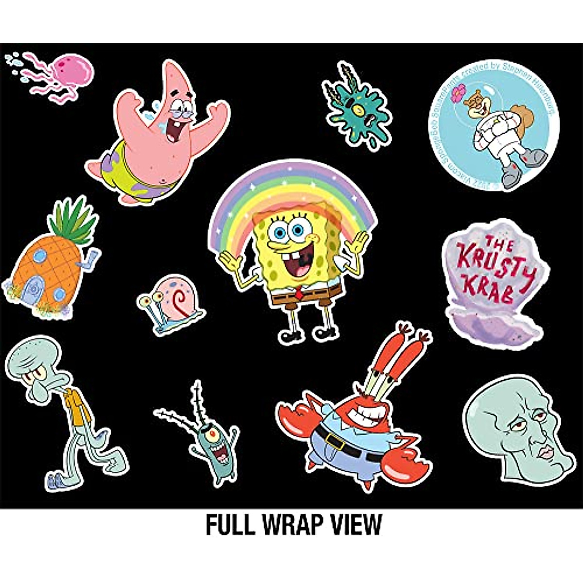 Spongebob OFFICIAL Spongebob And Friends Sticker Collage 24 oz Insulated Canteen Water Bottle, Leak Resistant, Vacuum Insulated Stainless Steel with Loop Cap