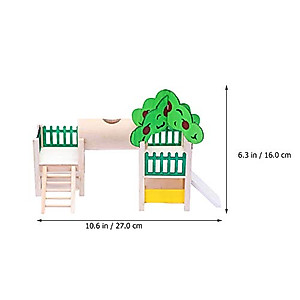 POPETPOP Wooden Hamster House Hideout Hut with Funny Climbing Ladder Exercise Toys for for Small Animals