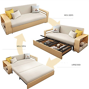 Can be Given as a giftSofa Bed Couch Sofa Sleeper Modern Futon Sofas Sets Fold Up and Down Linen Fabric Recliner Couch for Living/Reception Room (Beige)
