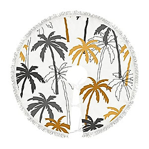 Small Christmas Tree Skirt Palm Tree Pattern,30 Inch Tree Skirt for Christmas Holiday Party Decoration,Rustic Tree Skirts Mat Home Indoor Outdoor Ornaments