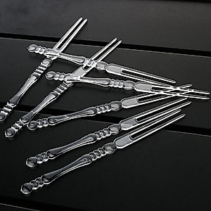 200pcs Disposable Plastic Fruit Forks, 4" Forks Bistro Cocktail Forks Tasting Appetizer Forks Set Toothpick Forks Portable Salad Fruit Forks Mini Cake Forks (White)