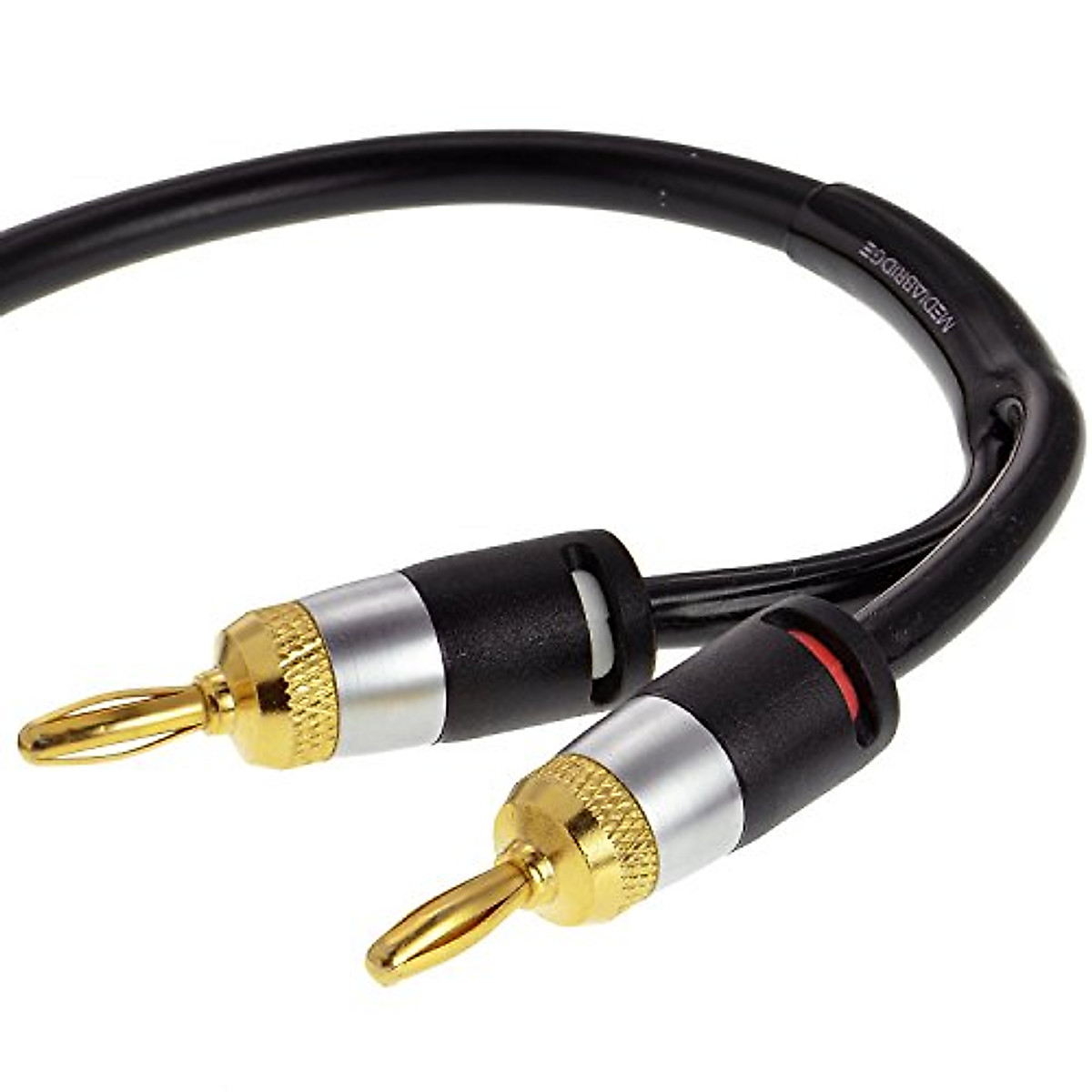 Mediabridge™ 16AWG Ultra Series Speaker Cable with Dual Gold Plated Banana Tips (6 Feet) - CL2 Rated - High Strand Count Copper (OFC) Construction - Black [New & Improved Version] (Part# SWT-06B)