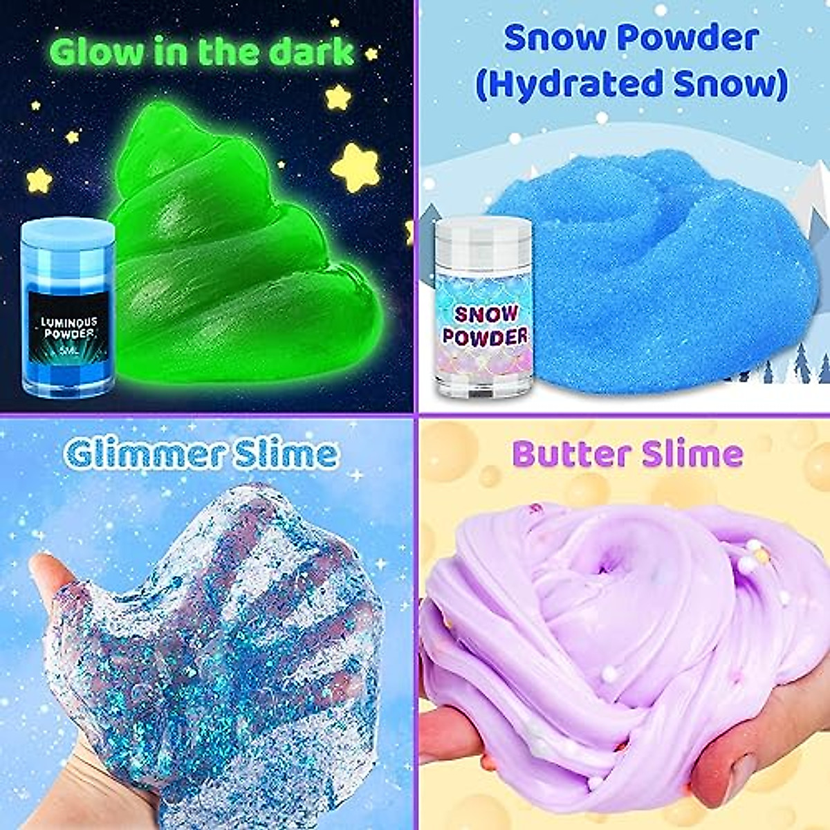 DIY Mermaid Slime Kit for Girls 10-12, Glow in The Dark Butter Slime Making Kit, Premade Fluffy Glitter Cloud Crunchy Slime Mermaid Toys for Kids 10+ Years, Birthday Party Favors Gift and Crafts
