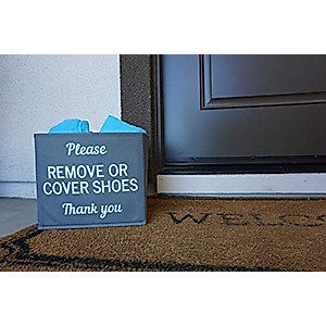 RE GOODS Shoe Covers Box | Disposable Shoe Bootie Holder For Realtor Listings and Open Houses | Please Cover or Remove Shoes Bin | Shoe Bootie Box