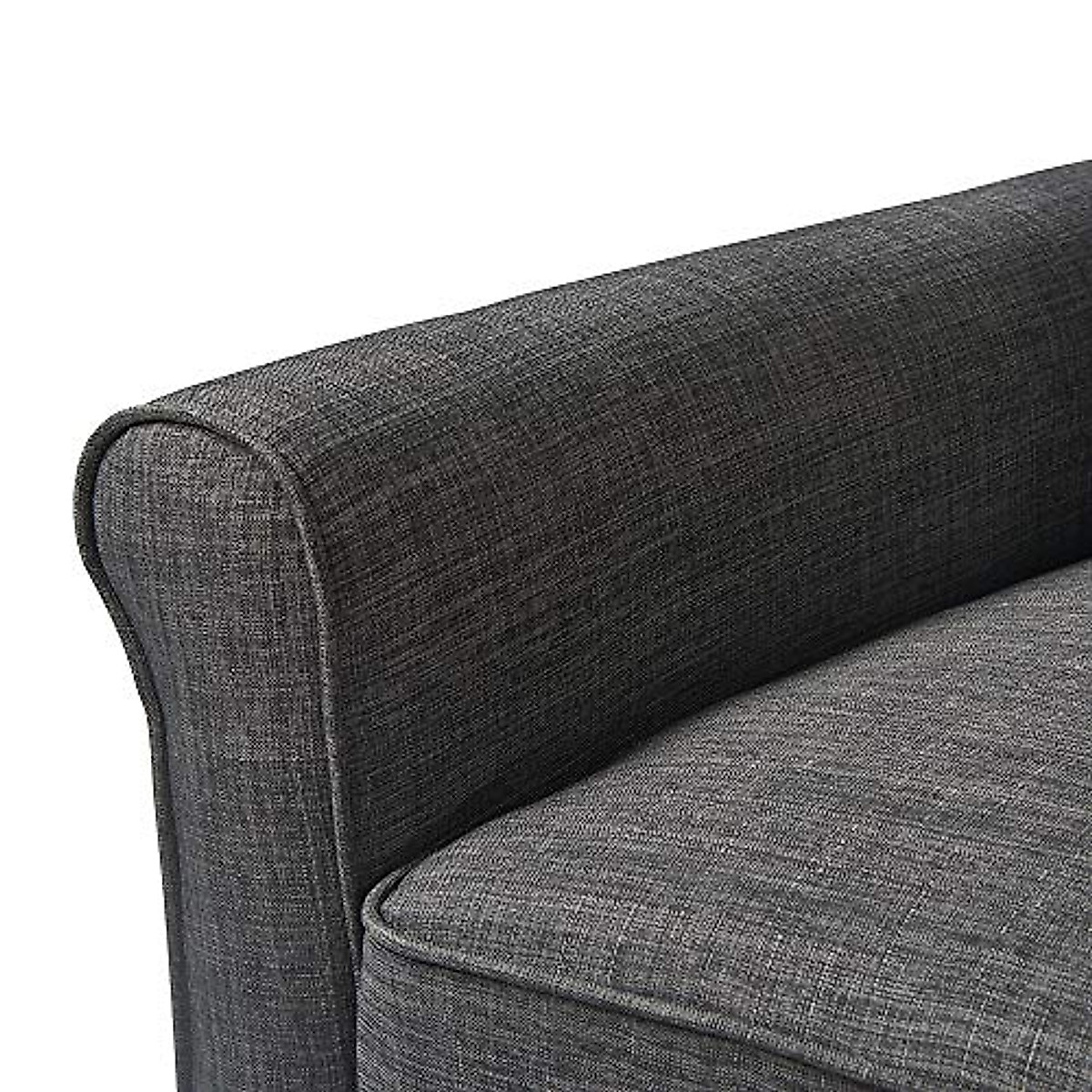 Serta Harmon Reversible Sectional Sofa, Modern L-Shaped Couch for Small Spaces, Soft Fabric Upholstery, Rolled Arm, Dark Gray