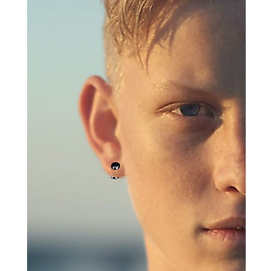 Ofeiyaa 15 Pairs Stainless Steel Dangle Hinged Earrings Hoop Huggie Earrings CZ Stud Earrings Set for Men Women Ear Piercing Jewelry Silver Black Gold Tone