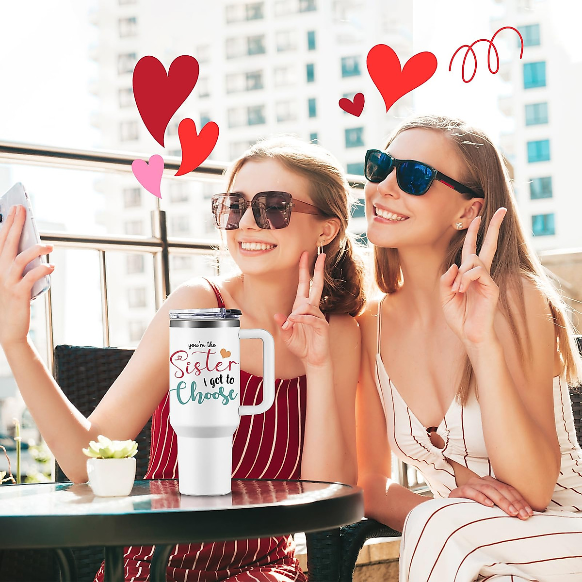 Friend Gifts for Women, You're the Sister I Got to Choose Stainless Steel Tumbler Cup 40oz, Friendship Gifts for Women, Christmas Birthday Gifts for Best Friend BFF Work Bestie Soul Sister Mug