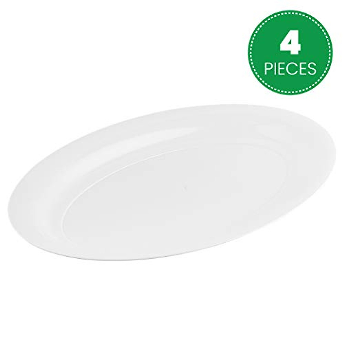 Plasticpro Plastic Oval Serving Trays - Serving Platters Oval 11 X 16 Disposable Party Dish White Pack of 4