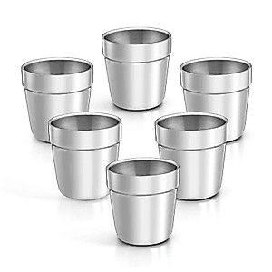 TeamFar Toddler Cups, 6 oz Toddler Insulated Cups Tumbler Mug Stainless Steel for Kids Preschooler Camping Travel, Safe & Healthy, Double Walled & Dishwasher Safe - Set of 6