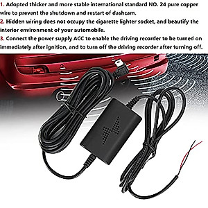 Gorgeri Dash Cam Hardwire Kit,12V/24V to 5V 2.5A Parking Monitor Converter Cable Left Angle Mini USB Step-Down Line for Parking Monitoring,Parking Monitoring Line