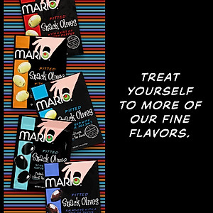 Mario Camacho Foods Pitted Snack Olives - Green Olives with a Hint of Pepper - 1.05 oz Pouches (Pack of 12)