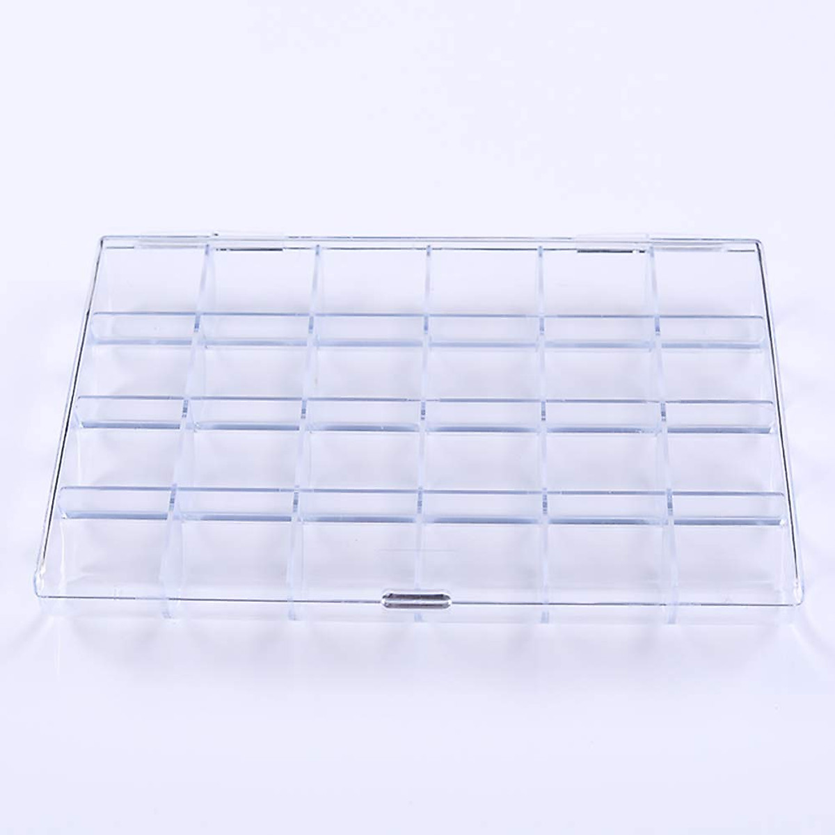 Kemaily 24 Slots Empty Clear Nail Art Decoration Storage Box Nail Glitter Rhinestone Crystal Accessories Container Storage Box