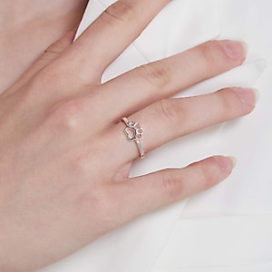 Puppy Paw Print Sterling Silver Ring Pet Lovers Animal Jewelry Love Dog Cat Ring Pet Loving Friend Families (with Gift Box) | Small Dainty Cute Pet Animal Jewelry for Women (9)