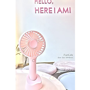 YIHUNION Mini Handheld Fan Portable, Hand held Personal Fan Rechargeable Battery Operated Powered Cooling Desktop Electric USB Fan with Fan Stand, 2500mAh Battery 4 Modes for Home Travel Outdoor（Pink）