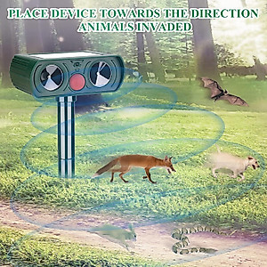 Gebatule 4 Pack Solar Ultrasonic Animal Repellent Outdoor Animal Repeller Repel Cat, Squirrel, Deer, Raccoon, Skunk, Rabbit, Rat, Dog, Waterproof with Motion Detector for Garden Yard