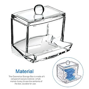 Cotton Swab Holder Clear Acrylic Container Makeup Organizer with Lid(Size:3.5 x 2.75 x 2.9 inch)