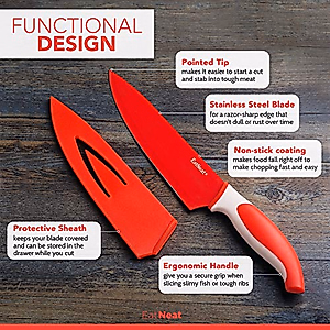 EatNeat 12 Pc Colorful Kitchen Knife Set 4 pc Round Glass Food Storage Containers With Lids