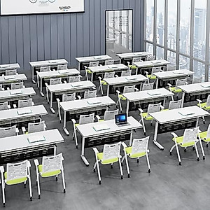 3 pcs Flip Top Mobile Training Table with Management & Lockable Wheels, Foldable Meeting Table for Conference Rooms,Training Rooms,Media Centers (Color : A, Size : 120 * 60 * 75cm)