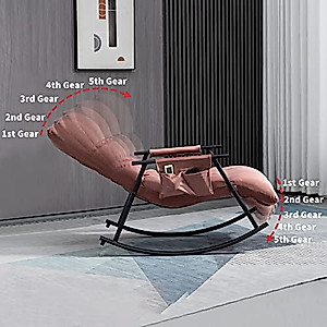 ZJhome Velvet Accent Folding Rocking Recliner Chair Nursery with Side Pocket Adjustable High Back & Foot Rest, Comfortable Upholstered Nursing Glider Rocker Armchair for Living Room, Bedroom(Pink)