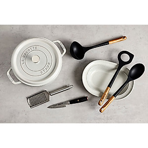 Staub Cast Iron 4-qt Round Cocotte - White Truffle, Made in France
