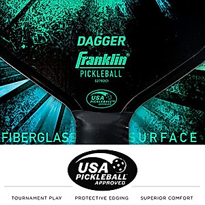 Franklin Sports Pickleball Paddle and Ball Set - (2) Dagger Fiberglass Pickleball Rackets + (4) X-40 Pickleballs - USA Pickleball (USAPA) Approved - 2 Player Pickleball Paddles + Balls Set