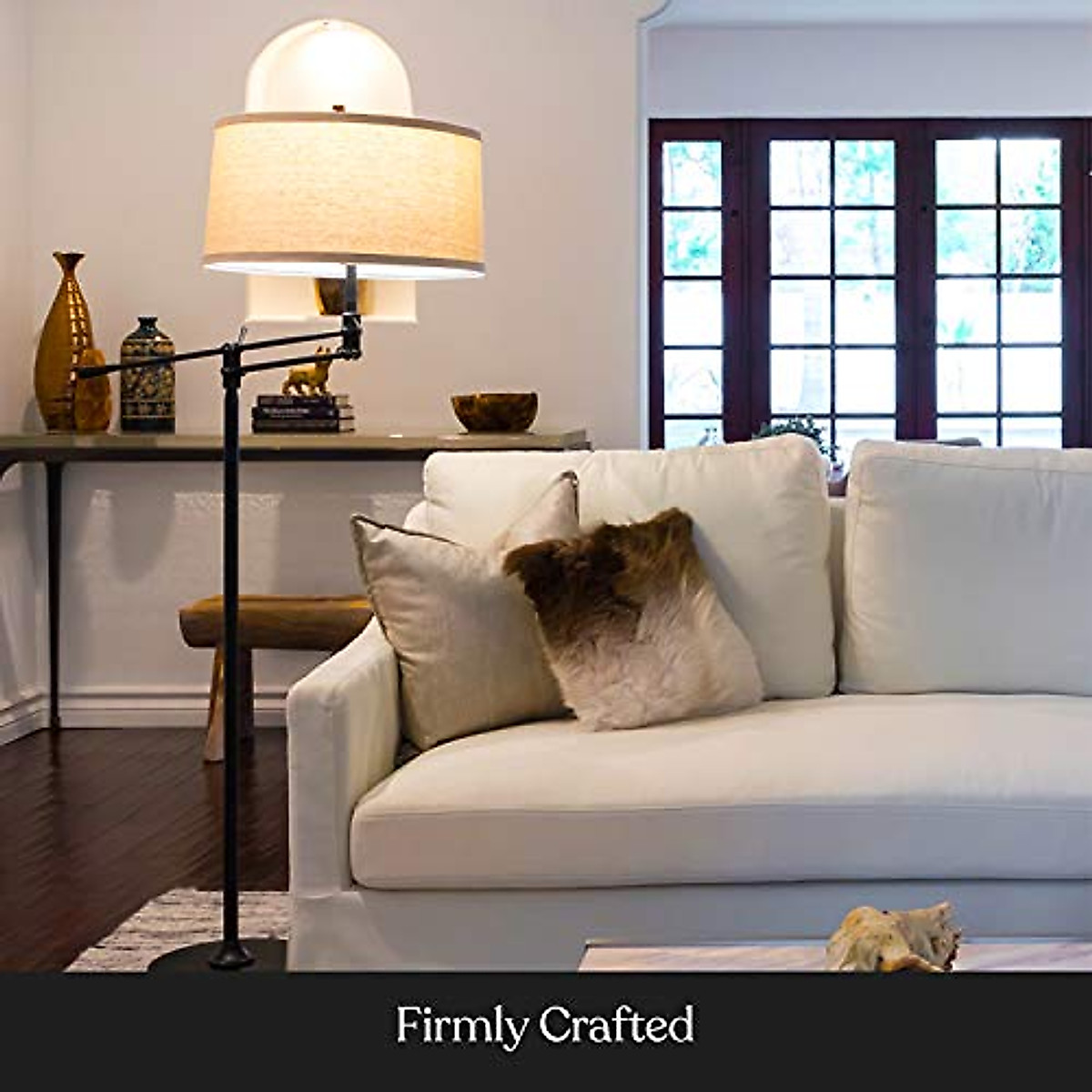 Brightech Ava Mid-Century Modern Standing Lamp, Industrial Lamp for Living Rooms & Bedrooms, Height-Adjustable LED Floor Lamp, Tall Lamp for Offices, Great Living Room Décor