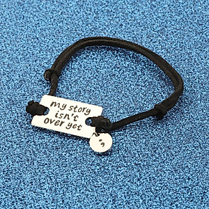 WUSUANED Semicolon Inspirational Bracelet Motivational Quote Jewelry Semicolon Charm Bracelet Gift For Women