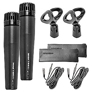 5 Core 2 Pack Dynamic Instrument Microphone - Premium Quality and Versatile Mic for Live Performances, On Stage and Studio Recording - Durable Metal Mic- Cable, Mic Holder and Bag Included Pair ND-57X