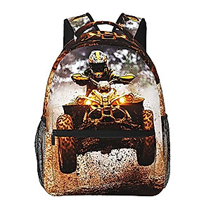 Limhibu Travel Laptop Backpack Dirt Quad Bike 4 Wheelers Off Road Ride On Atv Backpacks Durable Daypack Notebook Computer Bag Gifts for Men Women Adults