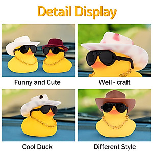 wonuu Rubber Duck Car Ornaments Yellow Duck Car Dashboard Decorations with Propeller Helmet for Christmas Decor and Home Decorations for Adults, Z-White Cowboy Hat
