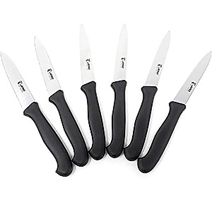 Jero 4 Inch Paring Knives - 6 Pack - Spear Point Blade Design - German High-Carbon Stainless Steel Blade With Impact And Temperature Resistant Poly Handle - Made In Portugal