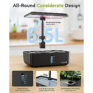 Hydroponics Growing System Indoor Garden: URUQ 12 Pods Indoor Gardening System with Remote Control LED Grow Light Height Adjustable Quiet Plants Germination Kit - Gardening Gifts for Women Black