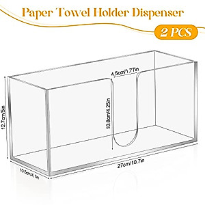 2Pack Acrylic Countertop Paper Towel Dispenser, Folded Paper Towel Dispenser Clear Trifold Napkin Holder, Suitable for Z-fold, C-fold or MultiFold Trifold Paper Towels for Bathroom Toilet and Kitchen