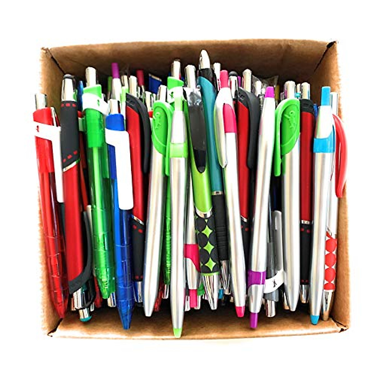 2lb Box Assorted Ink Pens - Plastic, Metal, Retractable, Cap (approx 100 pens)