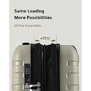 LUGGEX Carbon Fiber Pattern Carry-On Luggage 22x14x9 - Impact-Resistant PP Material - High Rebound Toughness & Anti-Explosion Zipper(Champagne Suitcase)