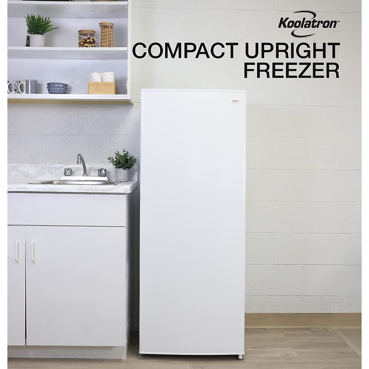 Koolatron Small Upright Freezer 5.3 Cu Ft Compact Mini Freezer Stand Up Freezer Space-Saving Deep Freezer Manual Defrost Reversible Door Perfect for Home Apartment Condo Cottage
