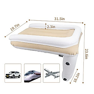 Toddler Airplane Bed, FTOYIN 3 in 1 Air Valve Toddler Travel Bed with Seat Belt & U-Shaped Fence, Inflatable Foot Rest for Air Travel Cars Trains Airplane Travel Essentials kids Free Inflatable Bucket