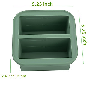 KEVJES Silicone Soup Freezer Cube Container with lid-Easy Meal Prep Container-Leftover Food Storage-Freeze&Store Soup Broth,Sauce,Leftovers-Green-2Pack