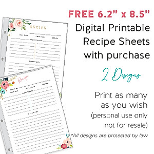 Recipe Binder Page Protectors for 8.5 x 9.5 inch Binders. Holds 50 Protective Sleeves That Hold 6.5" x 8.5" Full Recipe Cards, Heavyweight Crystal Clear Plastic Archival Sleeves, Heartstrings Studio