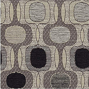 Homepop Home Decor | Upholstered Round Storage Ottoman | Ottoman with Storage for Living Room & Bedroom (Black Geo)