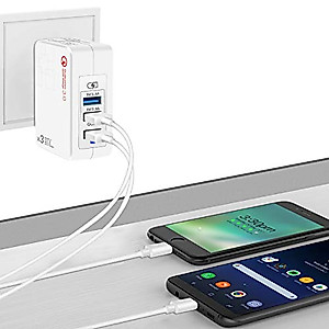 Fast Charge 3.0 USB Wall Charger (3A Max.) with Dual 5V/2.4A USB Ports (Total 4A), Portable 38W QC3.0 USB Charger Power Adapter with Foldable Plug for iPhone XS/Max/XR/X/8/7/6s/Plus, iPad Pro/Air