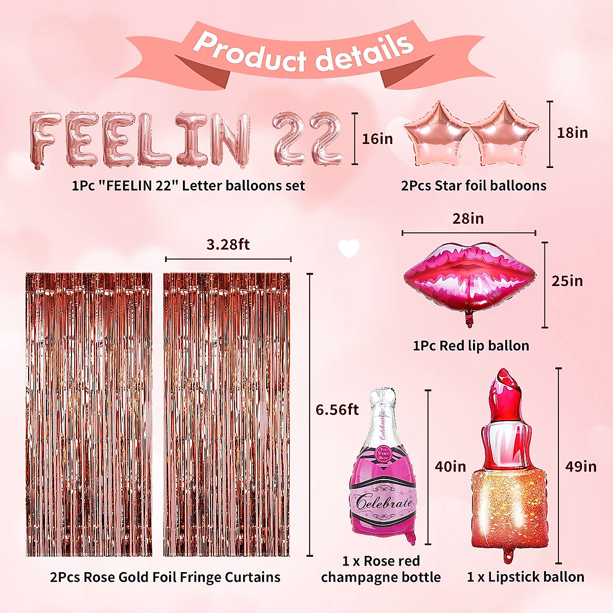 22 Birthday Decorations For Women 22nd Birthday Decorations For Women Girls Feelin 22 Balloons Feelin 22 Banner 22nd Birthday Supplies 22nd Birthday Balloons 22 Birthday Party Supplies Favors