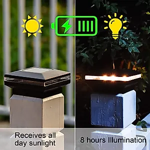 Lightalent Solar Post Lights, Outdoor Post Cap Lights for Fence, Deck, Patio, or Garden, LED High Brightness Waterproof Decorative Warm Lamps, Fits 4x4, 5x5 or 6x6 Wooden Posts (4 Packs)
